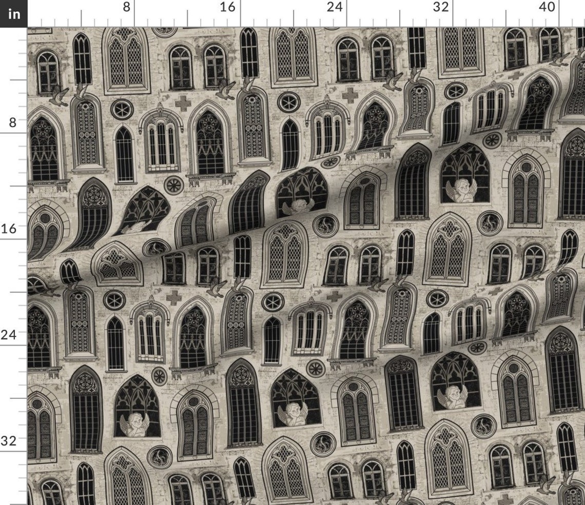 Windows Fabric Medieval Gothic Church Windows by - Etsy