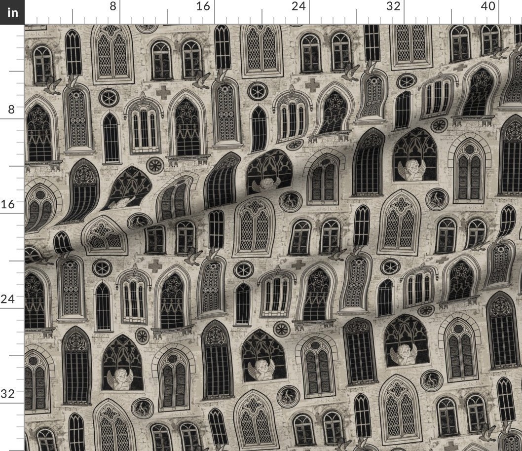 Windows Fabric Medieval Gothic Church Windows by - Etsy