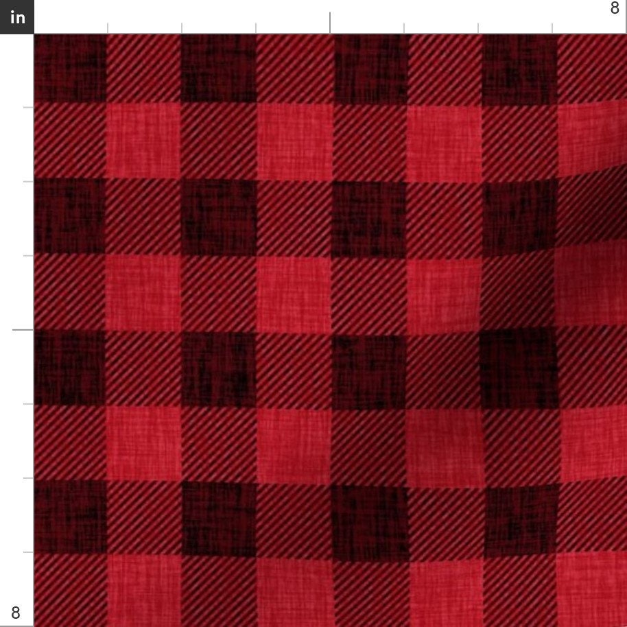 Western Plaid Fabric Rustic Check Bright Red by | Etsy