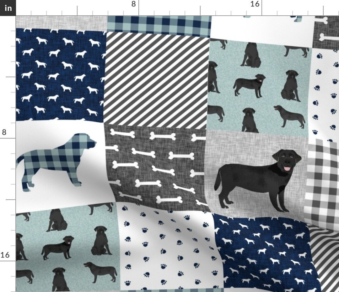 Labrador Retriever Fabric black Lab Quilt B Dog Breed Quilt Pattern ...