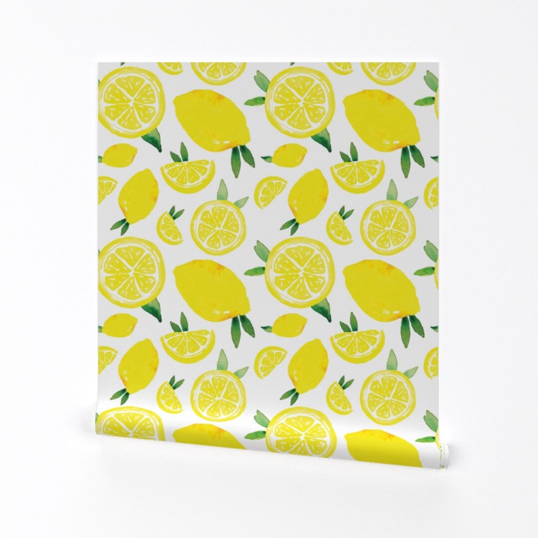 Yellow Lemons Jumbo Print Wallpaper Lemon Pattern by Alexis Johnson ...