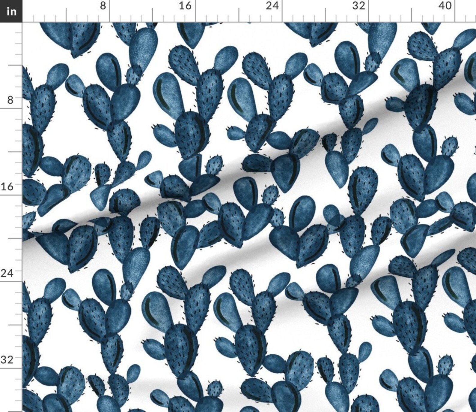 Navy Cactus Fabric Dark Blue Southwestern Boho Arizona - Etsy