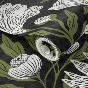Boho Wallpaper Calanthia Green by Scarlet_soleil Floral - Etsy