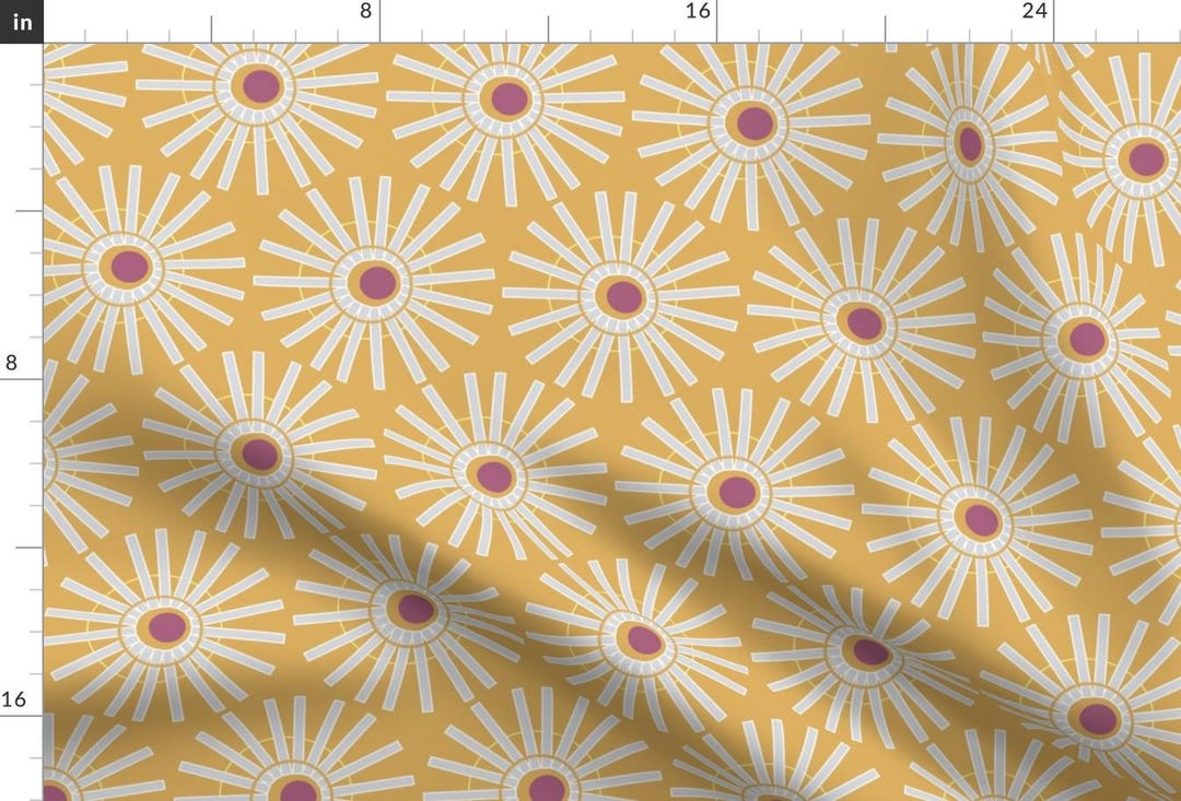 Retro Mod Sunburst Fabric - Harvest Sun by Dearchickie - Sun Shine ...