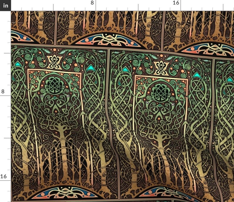 Celtic Knotwork Fabric Tanglewood Celtic Tree Design by - Etsy