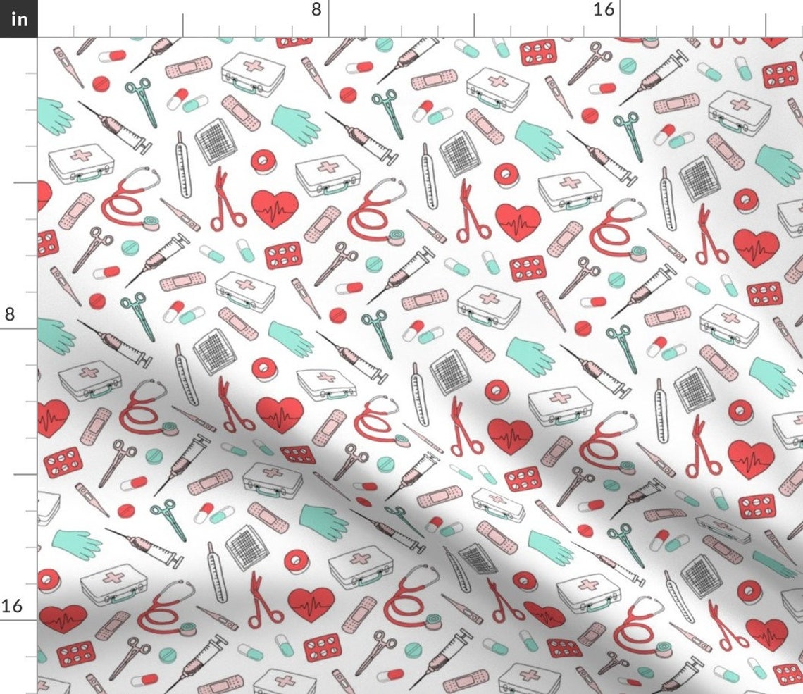 First Aid Fabric Doctor and Nurse Fabric by Andrea Lauren - Etsy