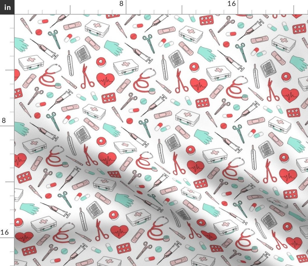 First Aid Fabric Doctor and Nurse Fabric by Andrea Lauren - Etsy