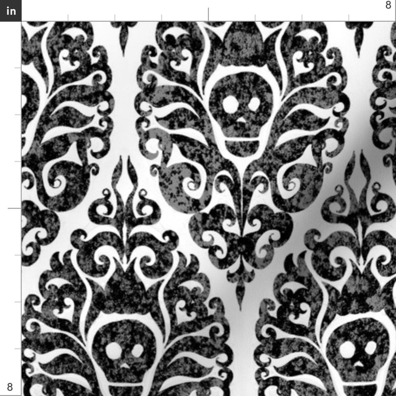 Skull Damask Fabric Spooky Damask Decay by Pattysloniger - Etsy