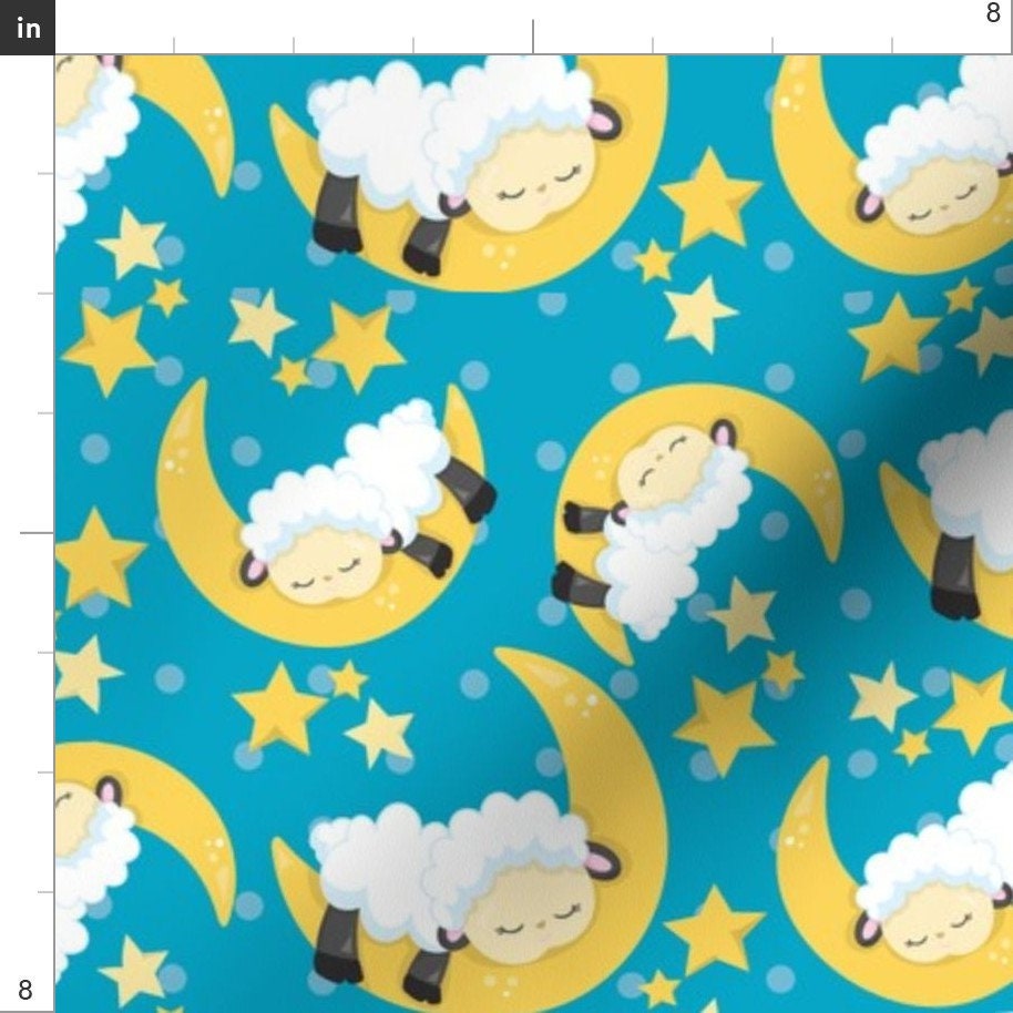 Sheep Bedtime Fabric Sleepy Counting Sheeps 06 by | Etsy