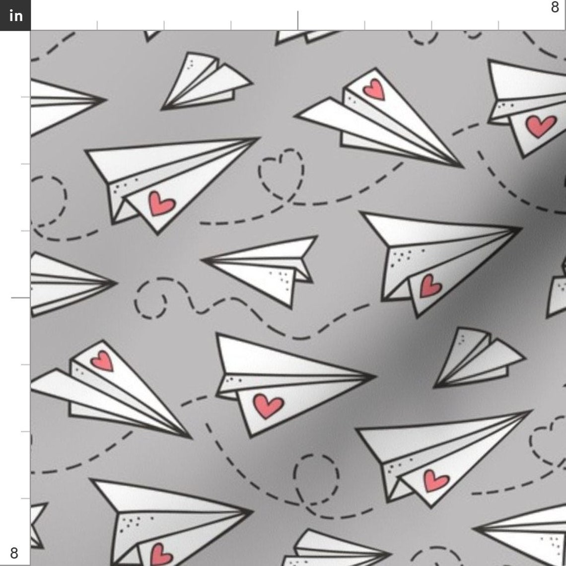Paper Plane Fabric Paper Plane Love Hearts Valentine on - Etsy
