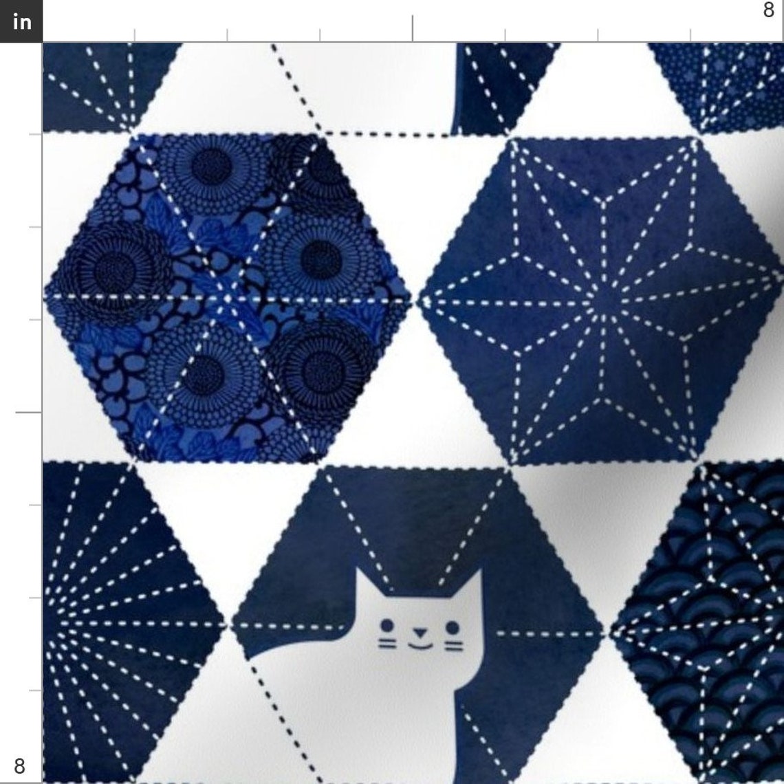 Sashiko Cats Fabric Japanese Patchwork by Patricia Lima - Etsy