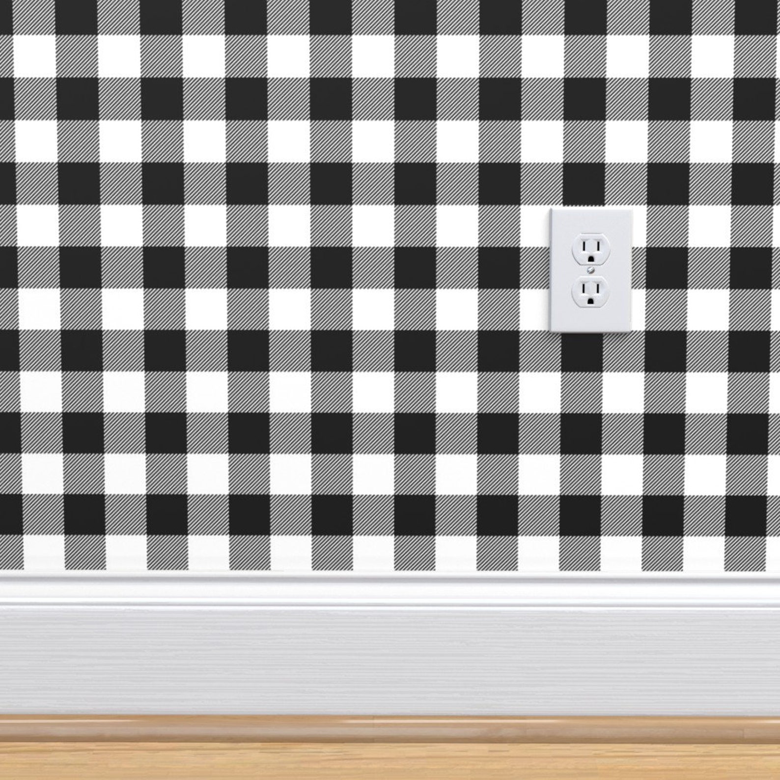 Buffalo Plaid Wallpaper Black Buffalo Check 1 Squares - Etsy