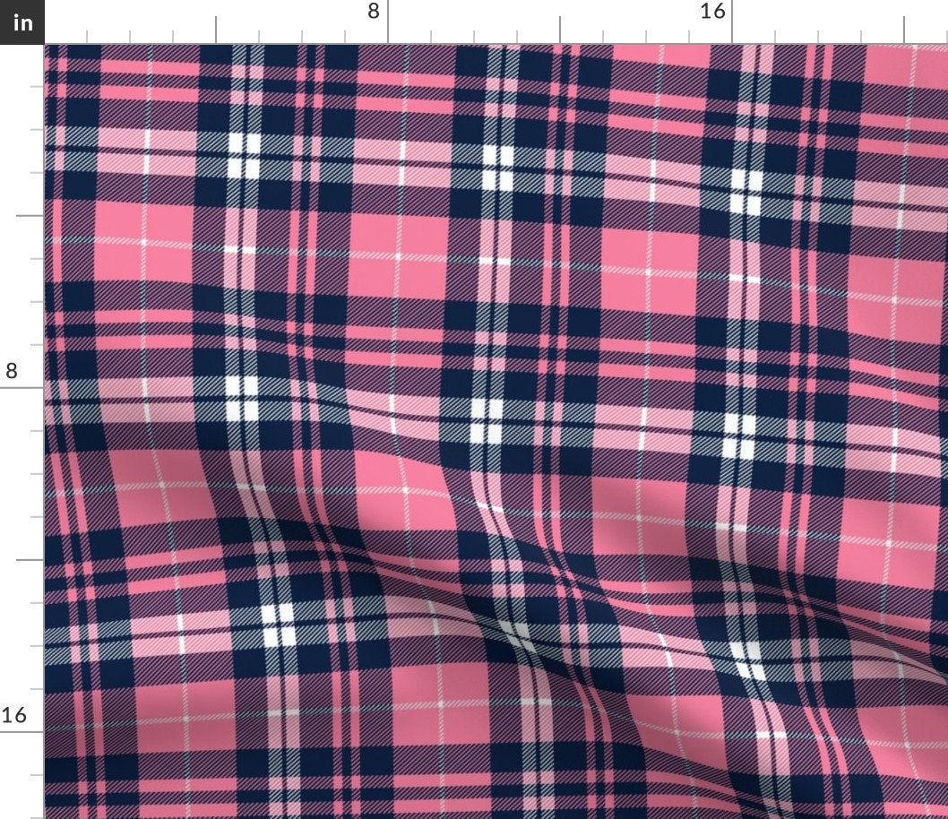 Pink and Blue Plaid Fabric Fall Plaid Hot Pink and Blue by | Etsy