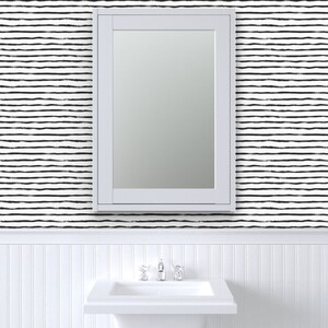 Stripe Wallpaper Thin Stripe Soft Black by Crystal Walen - Etsy