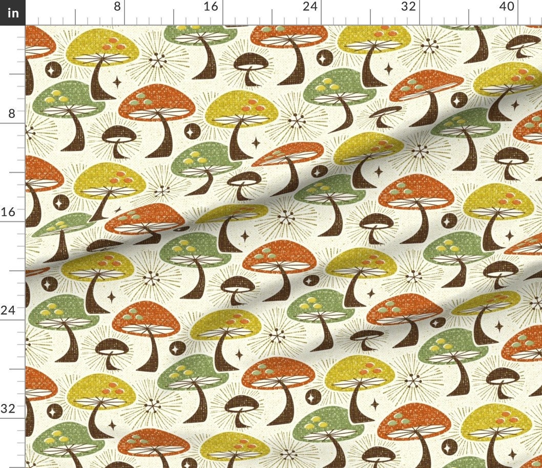 Mushroom Fabric Autumn Mushrooms by Studioxtine Mushroom - Etsy
