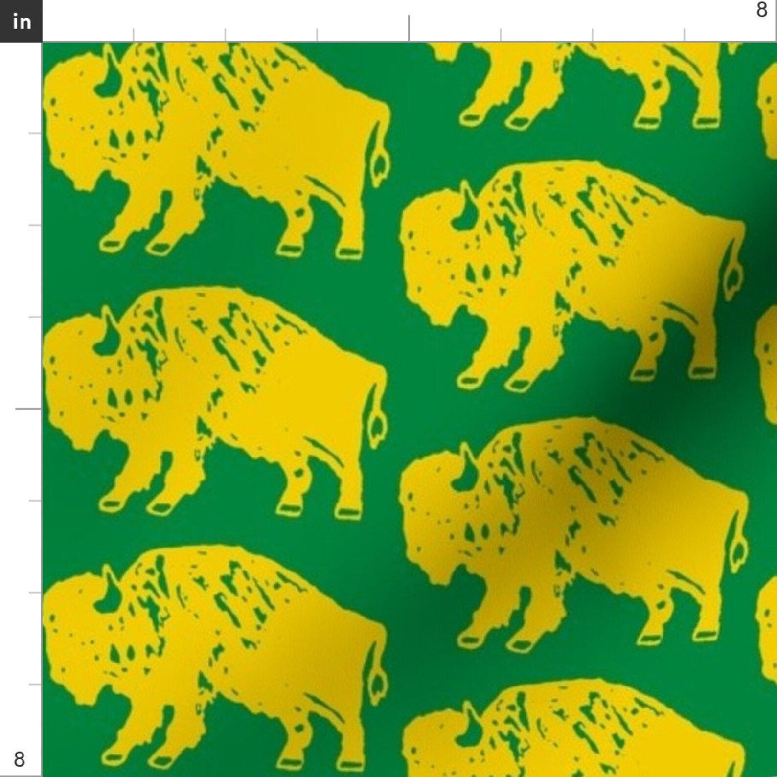 Bison Fabric Bison Print Green Gold by Kelly Korver | Etsy