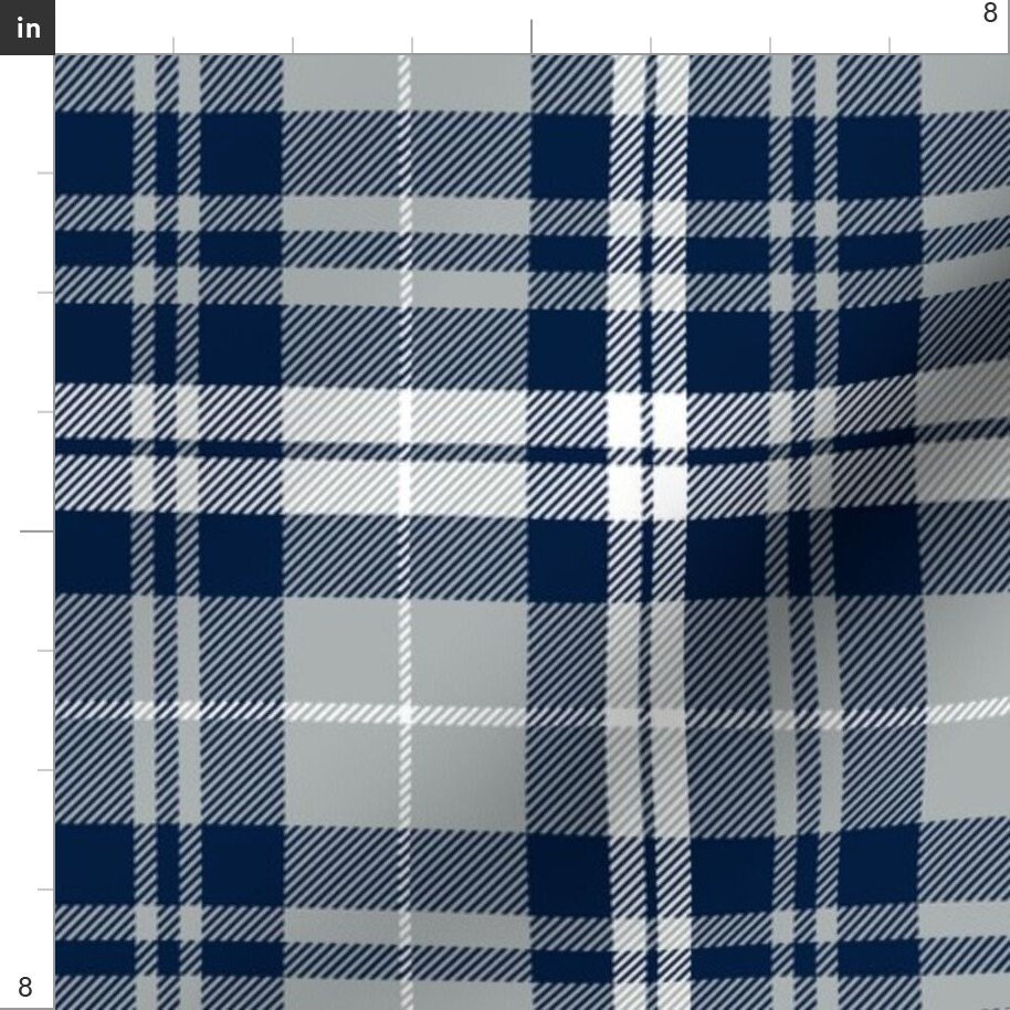 Plaid Fabric Fall Plaid Navy Grey White by - Etsy