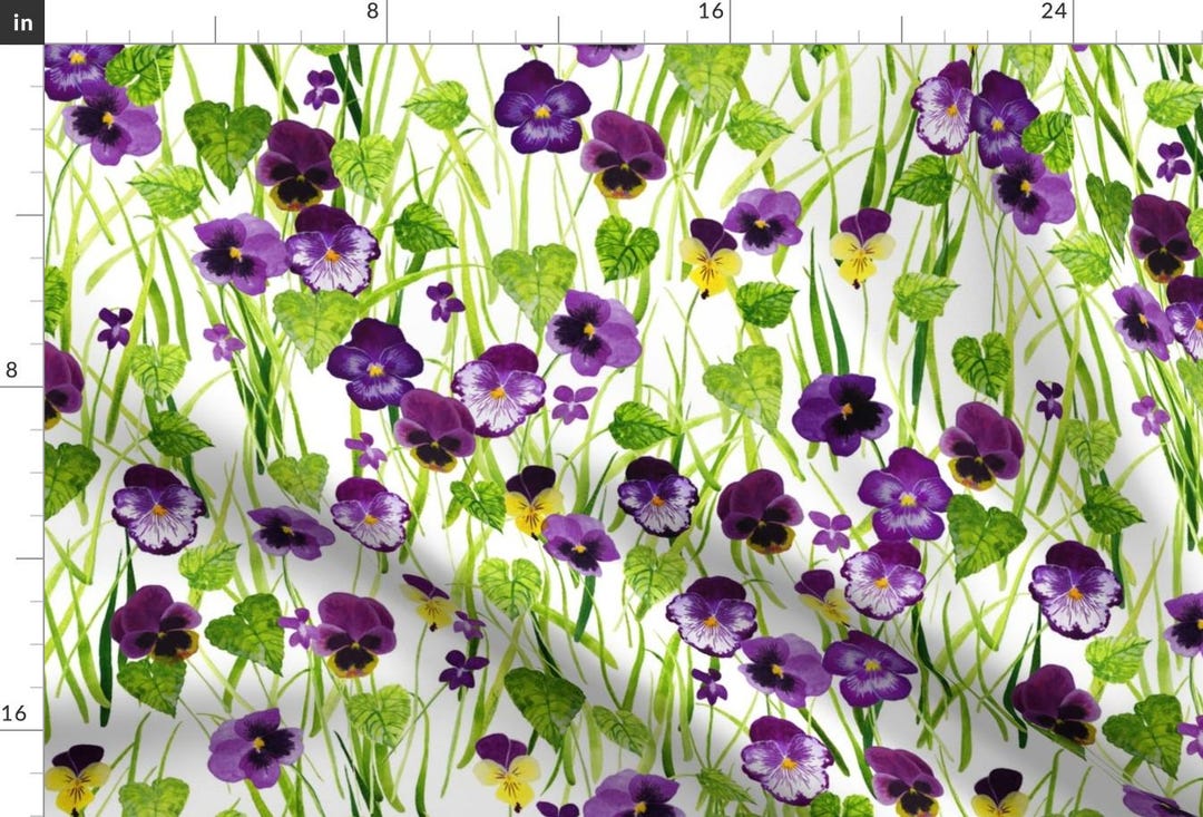 Pansy Fabric - Pansies White by Katebillingsley Spring Flower Floral ...