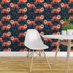 Safari Lion Wallpaper Lion Block Print Kids Design by Andrea - Etsy