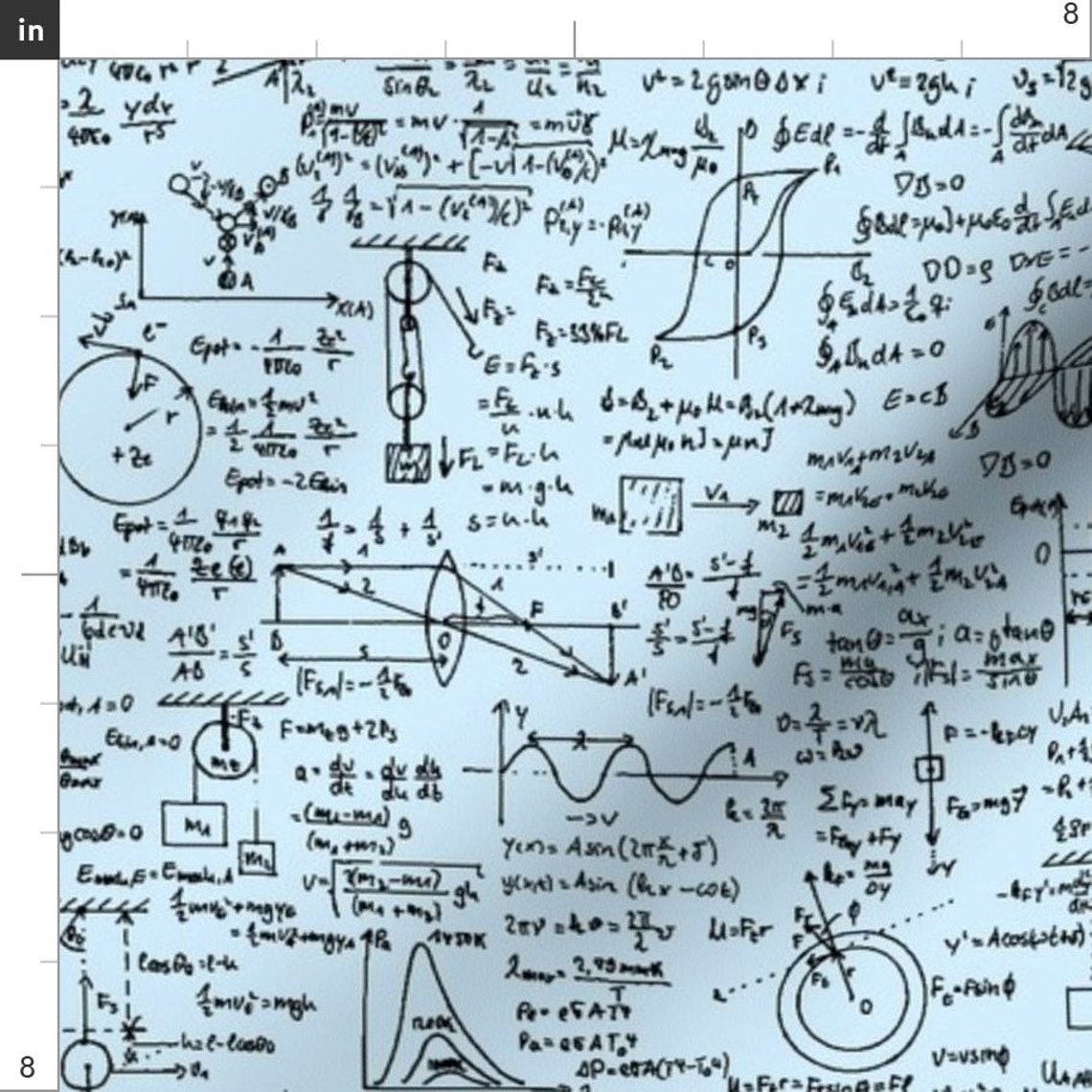 Physics Fabric Physics Equations Light Blue by - Etsy UK