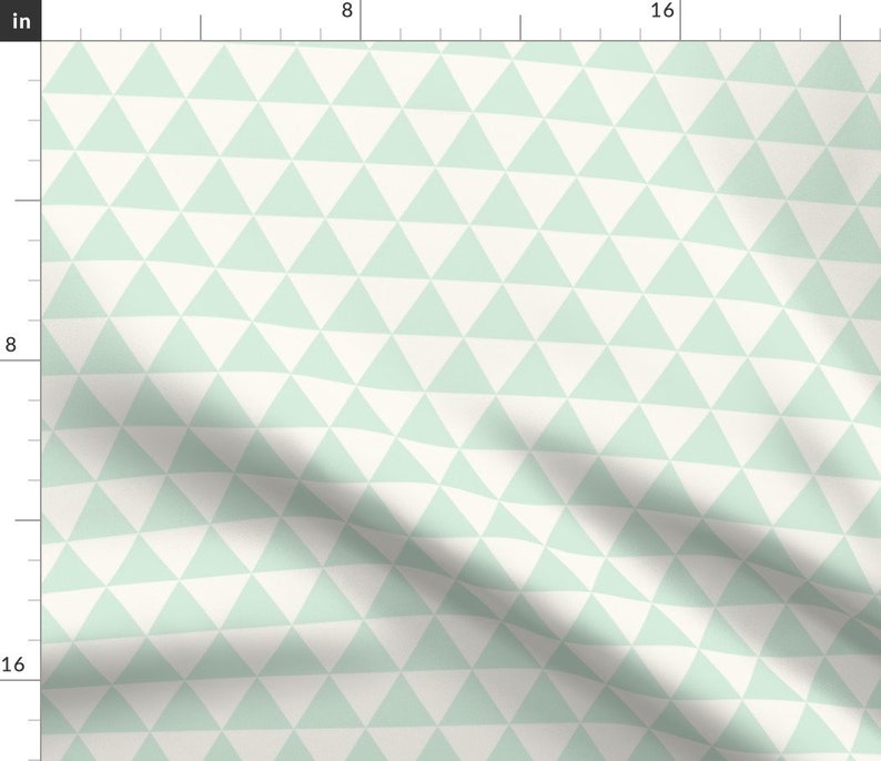 Geometric Fabric Mint Triangles by Kimsa Geometric | Etsy
