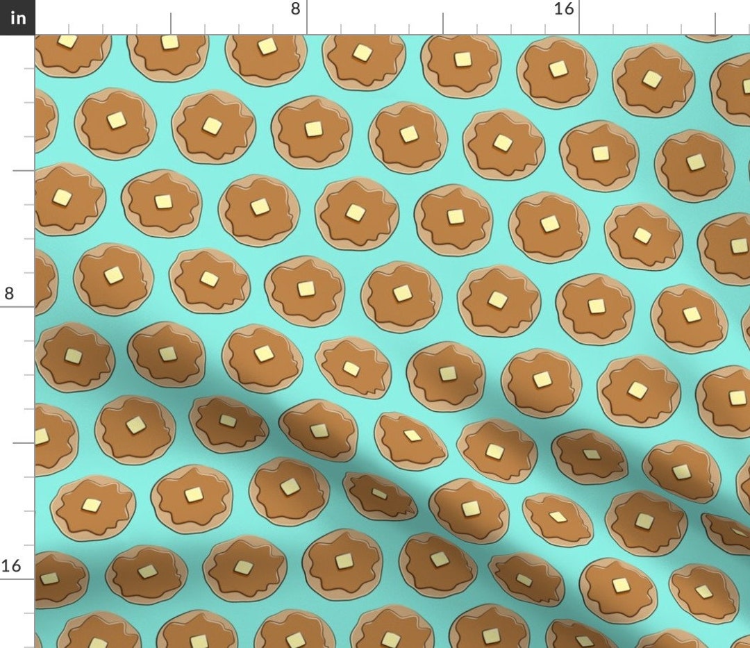Pancakes Fabric Pancakes Light Teal By Littlearrowdesign Pancakes ...
