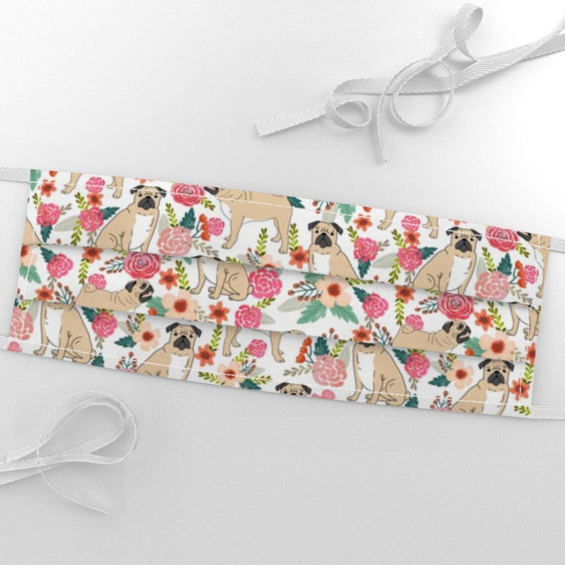 Floral Pug Fabric Pug Flowers Florals Spring Cute Flowers - Etsy