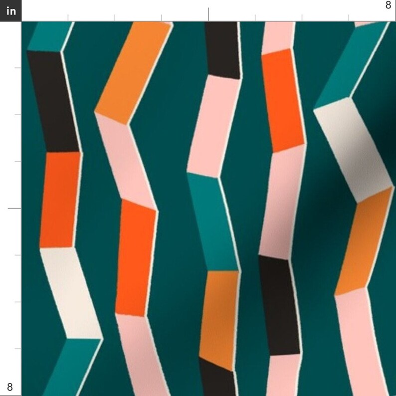 Funky Colorful Stripes Fabric Funky Green by Tasiania - Etsy