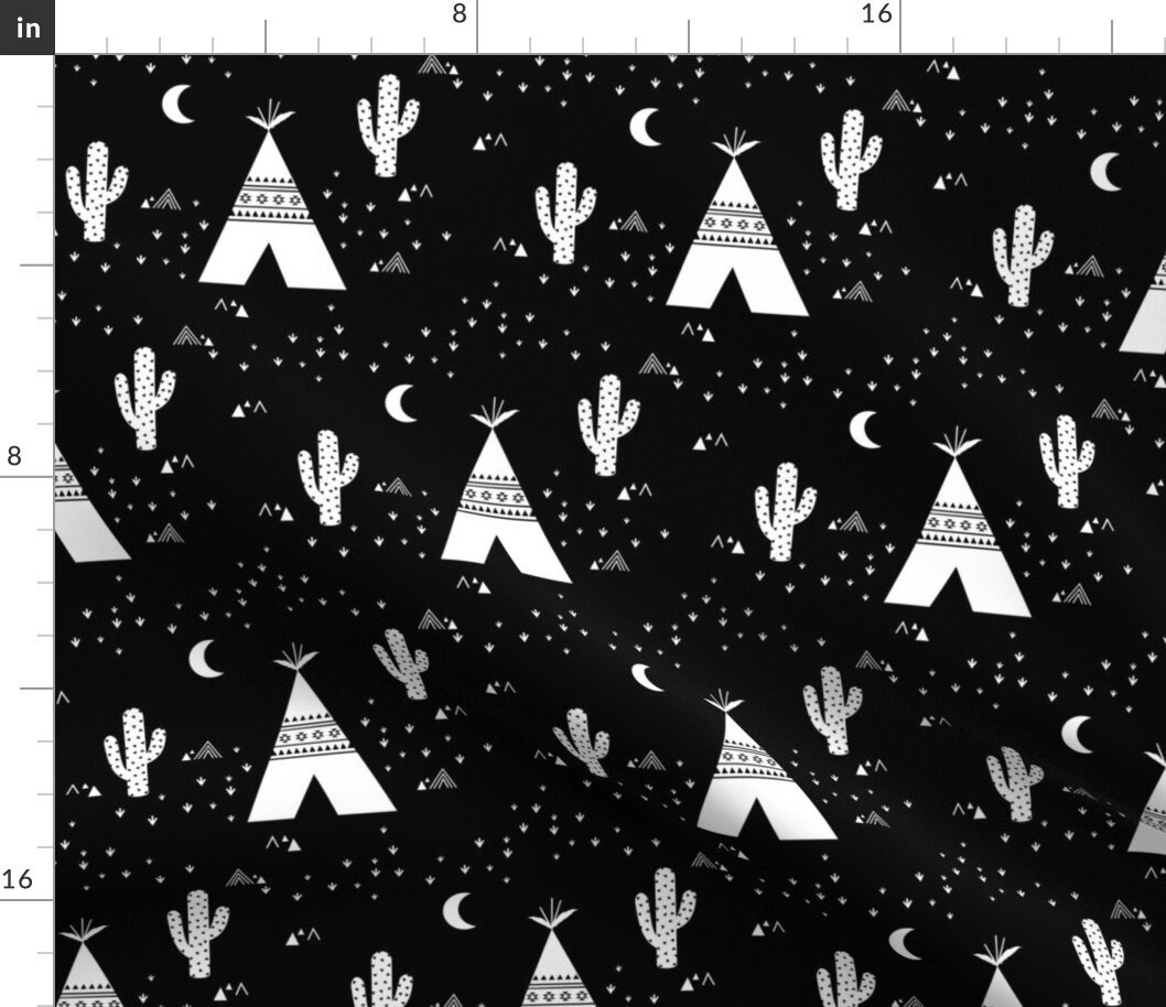 Teepee Fabric Teepee Black Background By Kimsa Teepee | Etsy