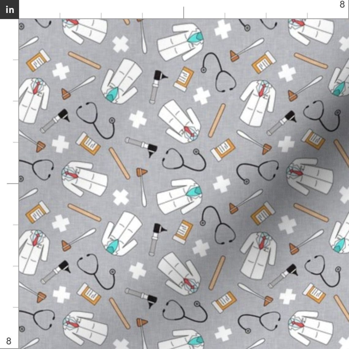 Nursing Fabric Doctor/medical by Littlearrowdesign Gray - Etsy
