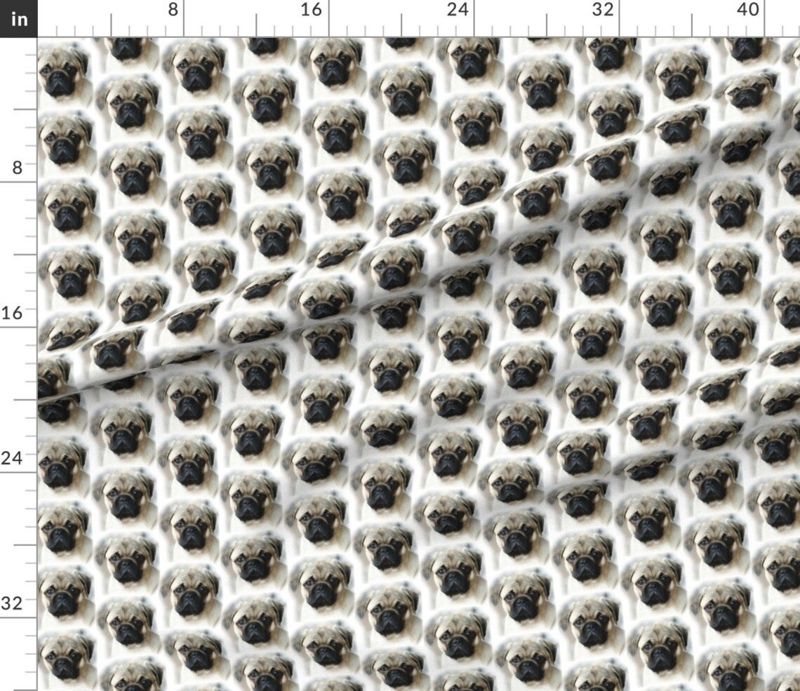 Pug Dog Breed Fabric Pug Dog Faces by Irenedesign Pug Dog | Etsy