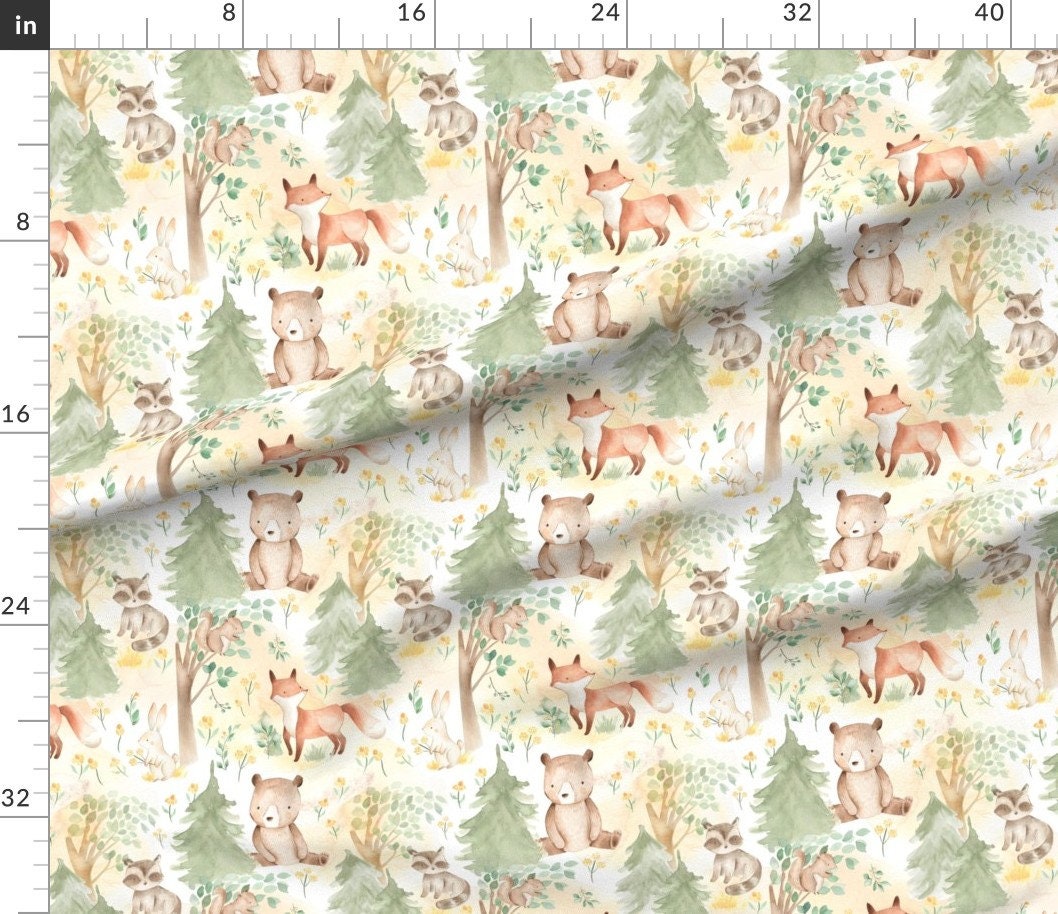 Autumn Woodland Fabric Woodland Animals Baby Animals - Etsy