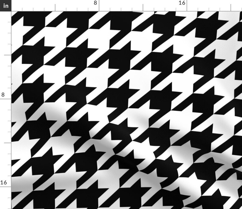 Black White Houndstooth Check Fabric Medium Size - Etsy