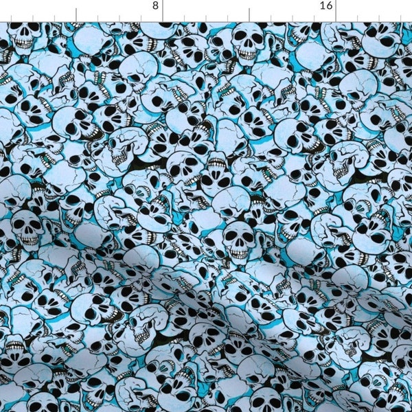 Blue Skull Fabric - Etsy