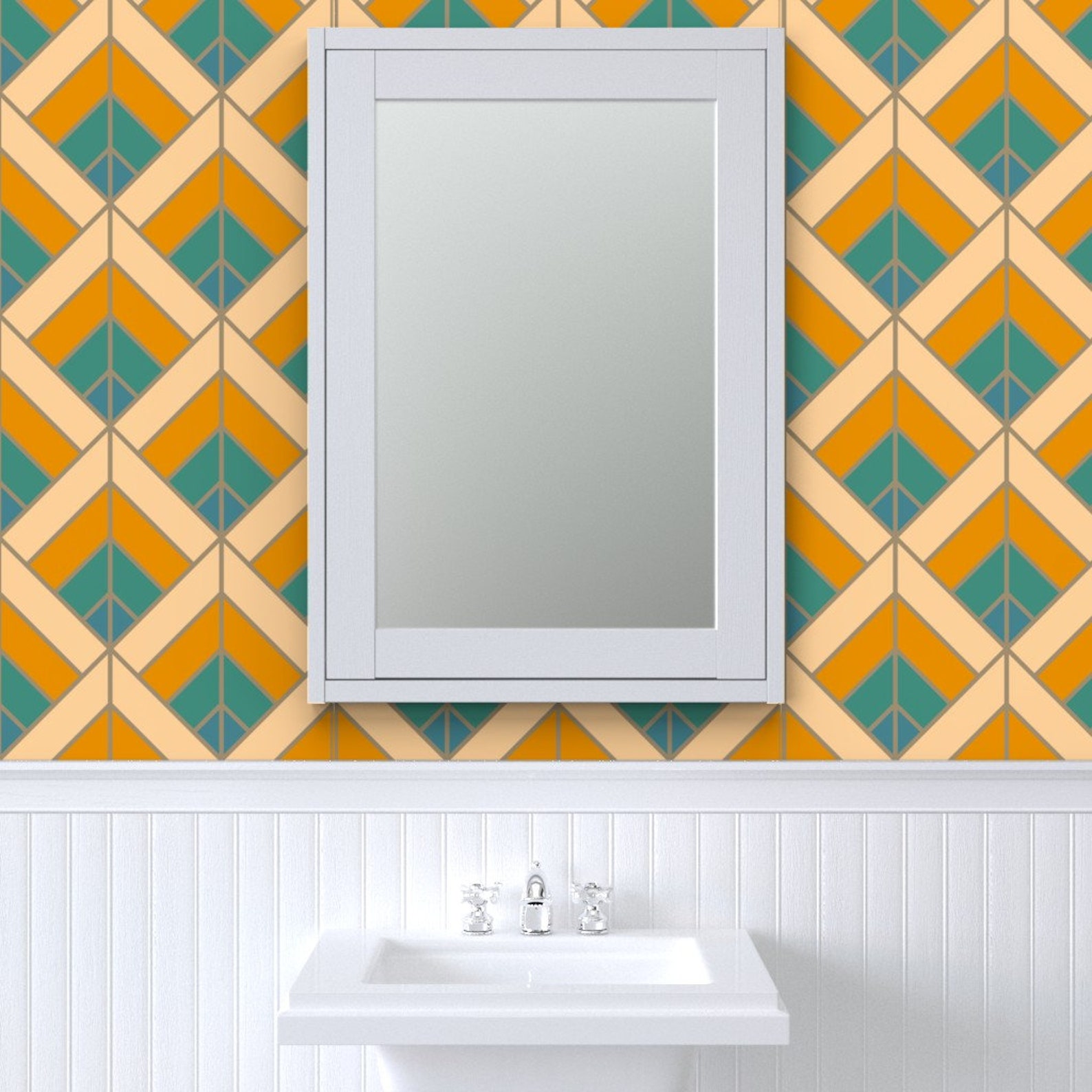 Art Deco Wallpaper Geometric Pattern Art Deco Diamond Lily - Etsy