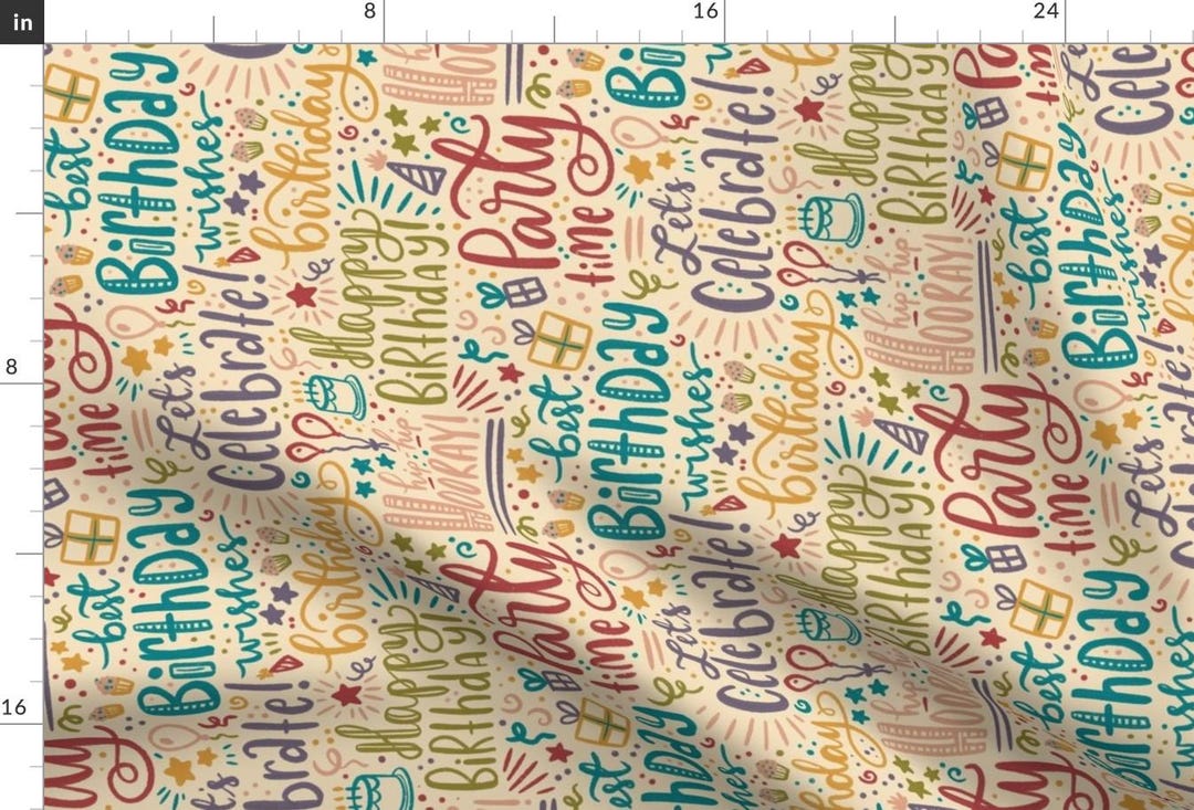 Celebration Fabric - Happy Birthday by New_branch_studio - Rotated ...