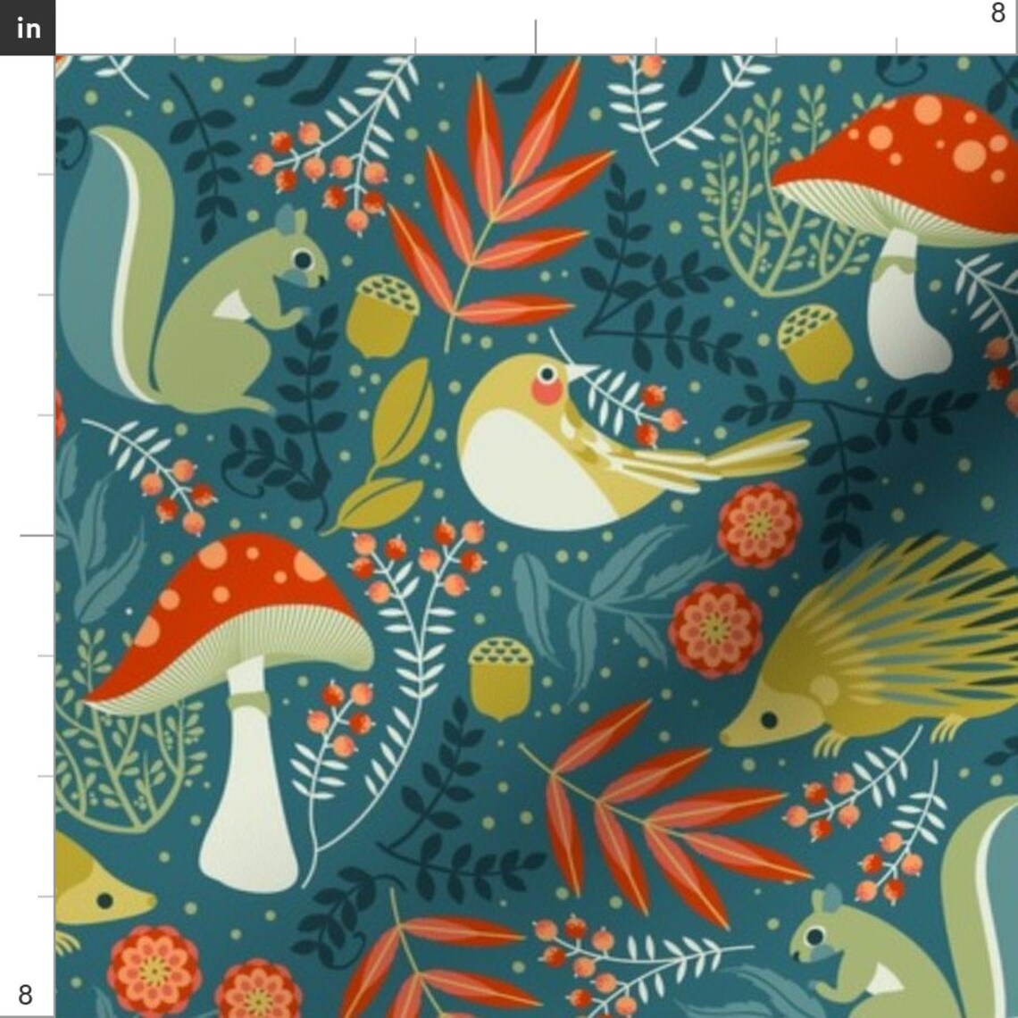 Woodland Fabric Autumn Forest Harvest by Cjldesigns Fox - Etsy