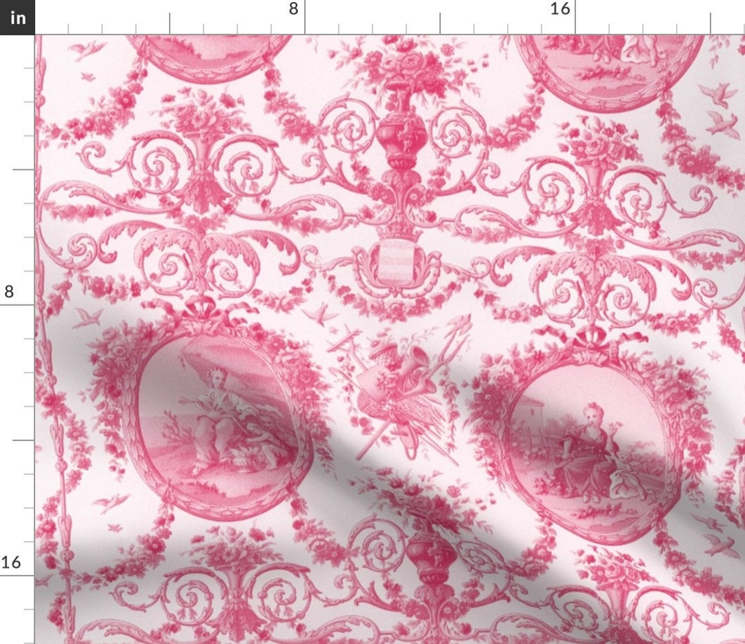 Romantic Pink Rococo Fabric Pink Rococo Harvest by - Etsy