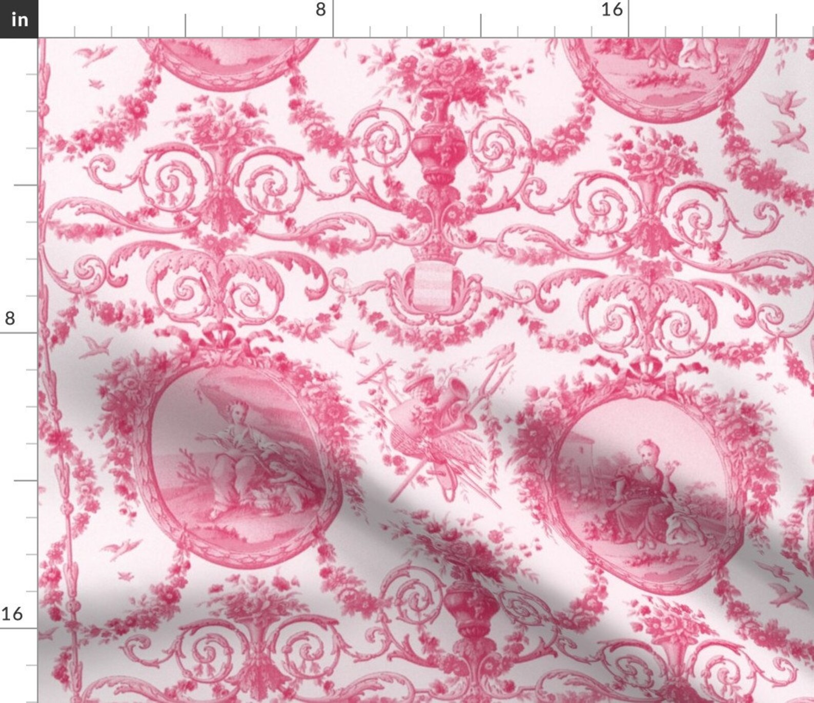 Romantic Pink Rococo Fabric Pink Rococo Harvest by - Etsy