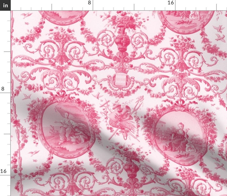 Romantic Pink Rococo Fabric Pink Rococo Harvest by - Etsy