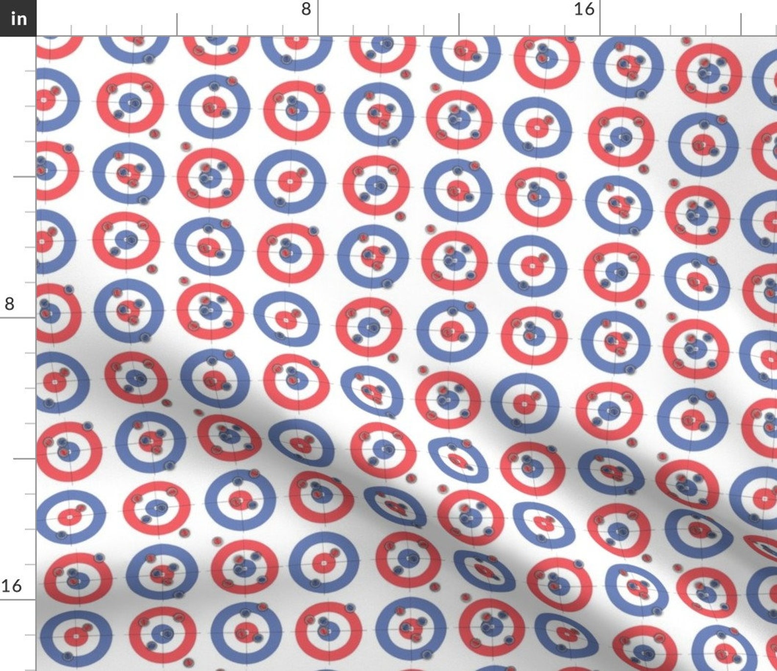 Curling Sport Fabric Curling on White by Landpenguin Red | Etsy