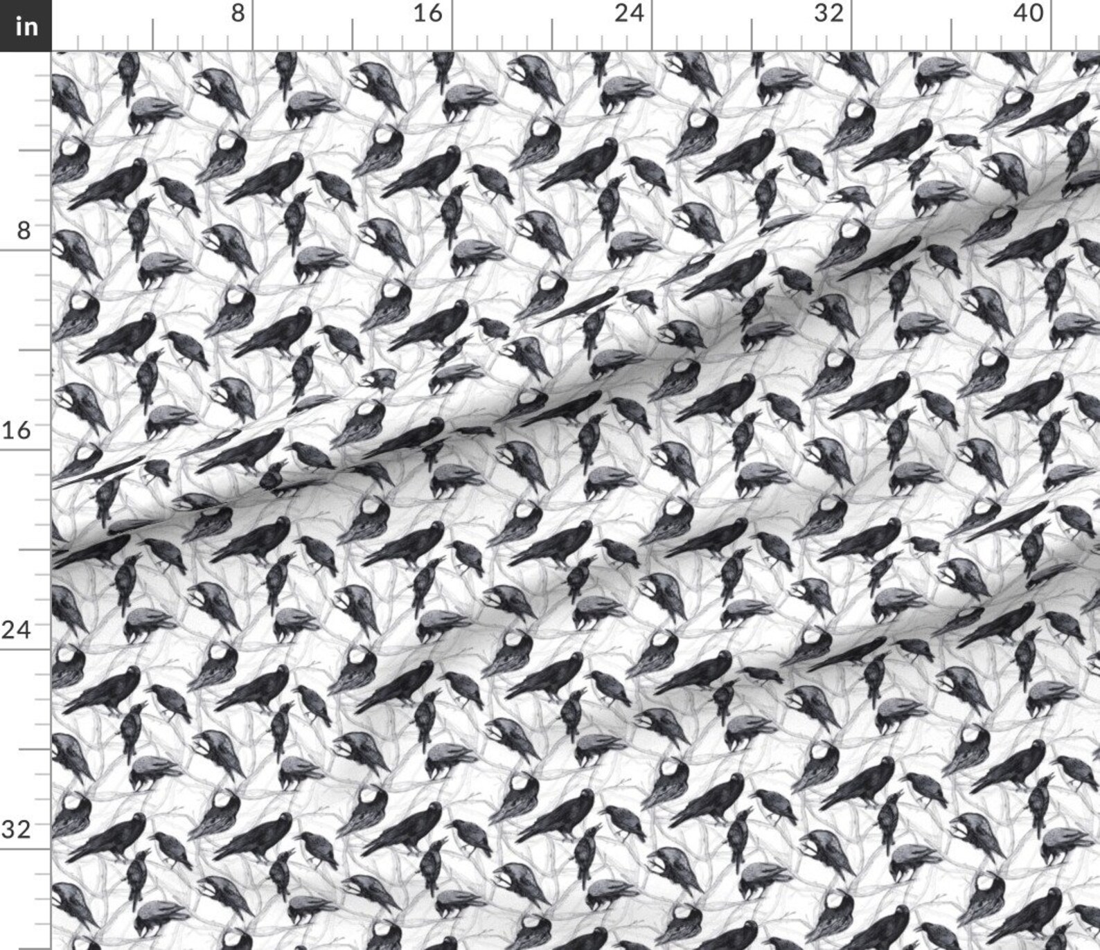 Crows Fabric Crows by Atlanticmoira Crows Ravens Birds - Etsy
