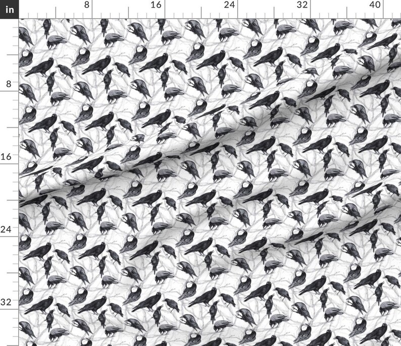 Crows Fabric Crows by Atlanticmoira Crows Ravens Birds - Etsy