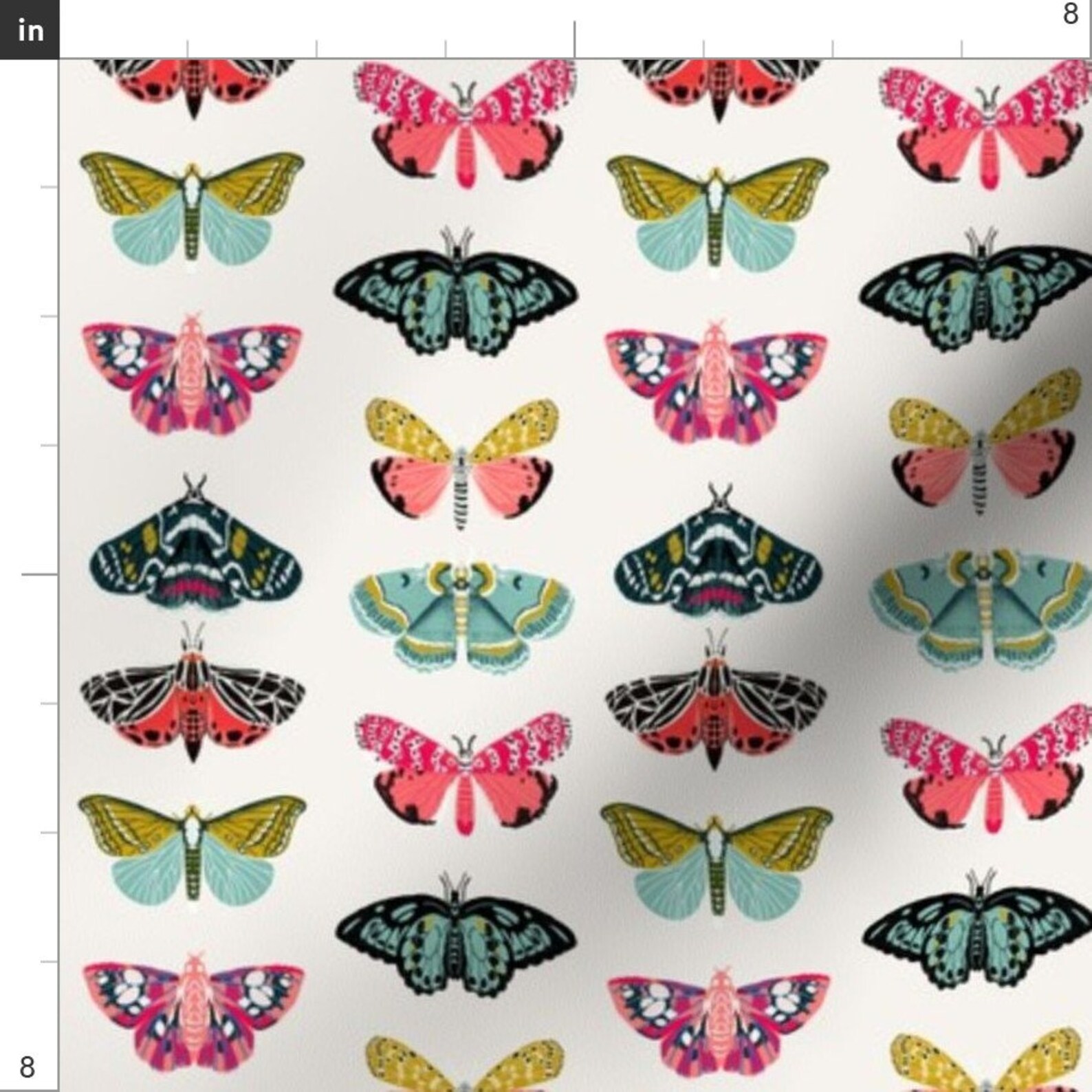 Moth Fabric Moths // Butterflies Nature Botanical Fabric | Etsy