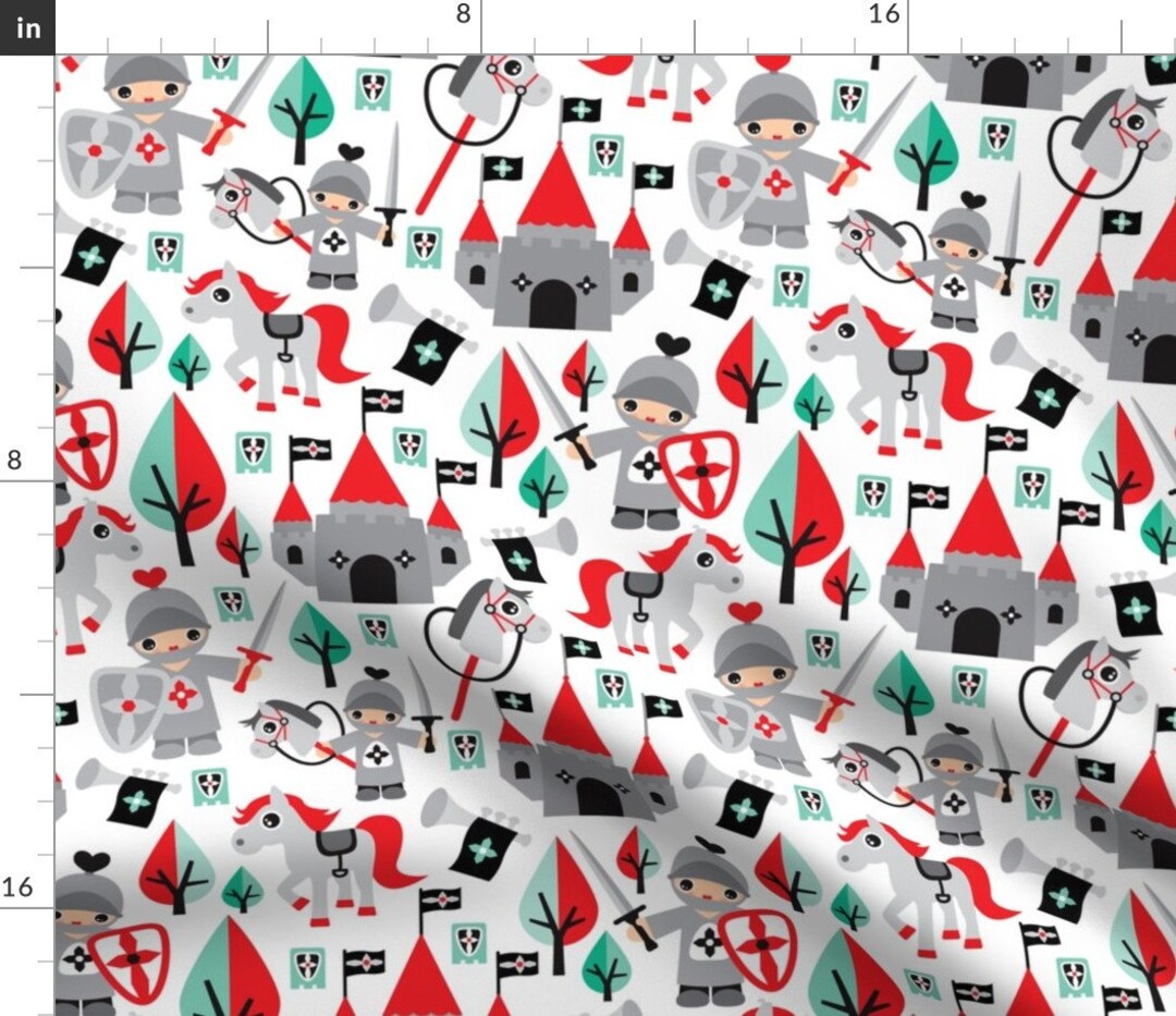 Knight Fabric Knight and Castle Medieval Prince and Horse - Etsy