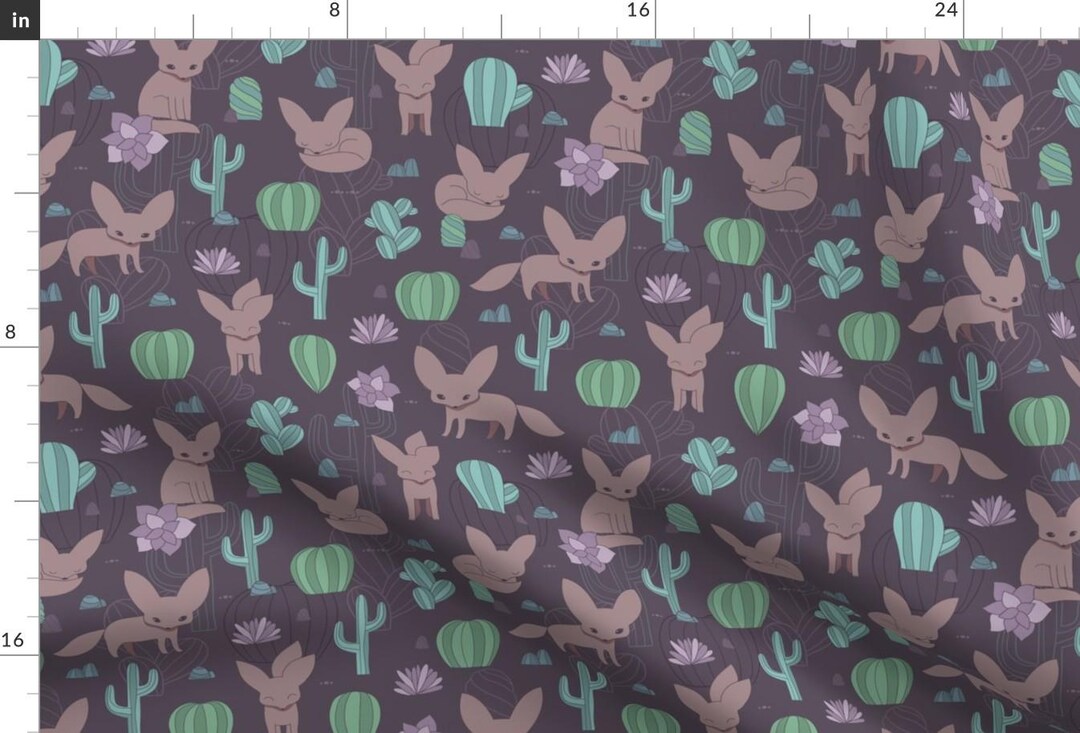 Desert Foxes Fabric - Fennec Fox by Kostolom3000- Purple Green Desert ...