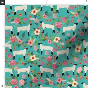 Lamb Fabric Lamb Suffolk Sheep Floral Farm Animal by - Etsy
