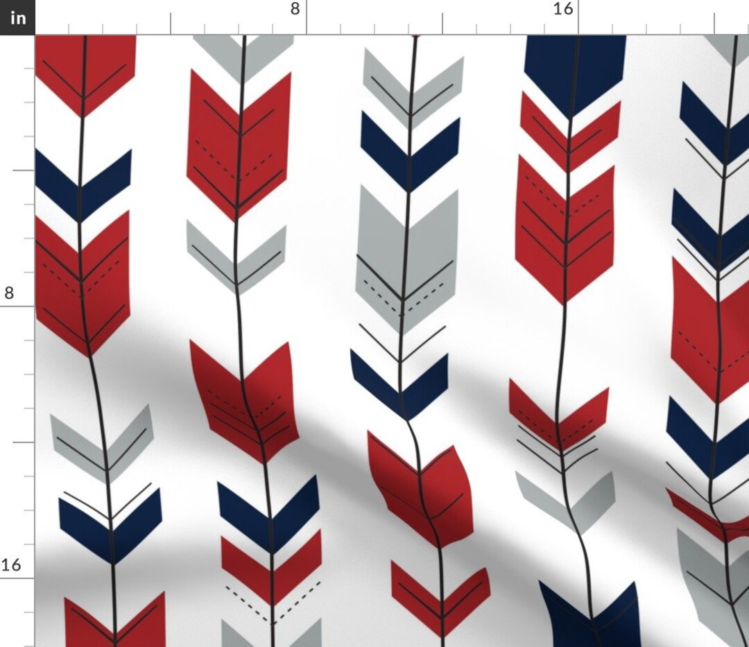 Fletching Arrows Fabric Fletching Arrows // Grey/red/navy by Little ...