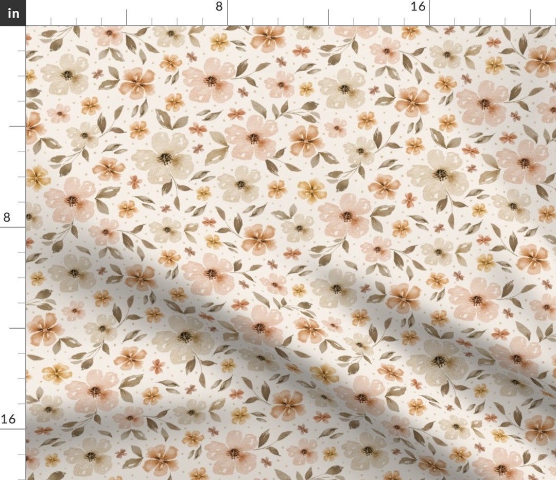 Vintage Florals Fabric Country Florals by Lr-studio Watercolor Neutral ...