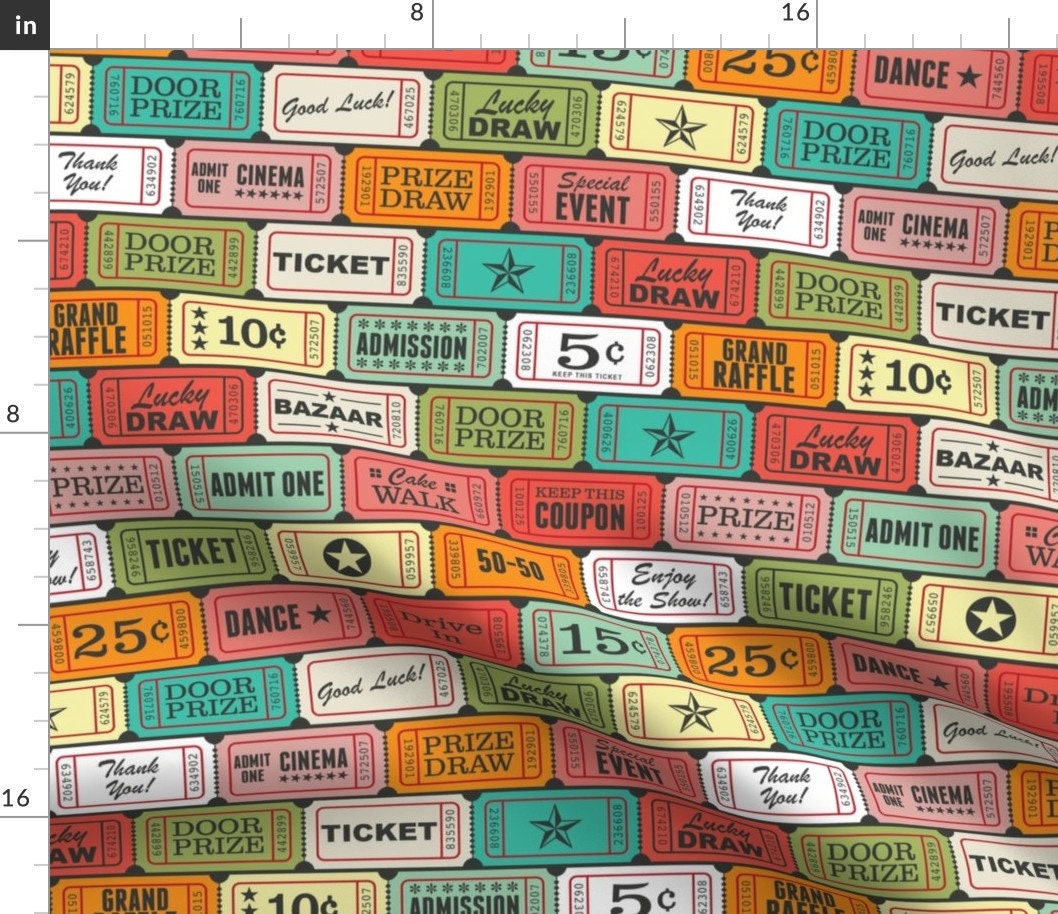 Ticket Fabric Winning Ticket by Cynthiafrenette Retro | Etsy